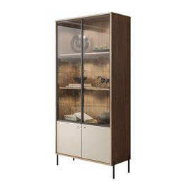 VITRINE ISA, zweit&uuml;rig mit LED-Beleuchtung und hohen F&uuml;&szlig;en.