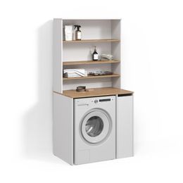 WASCHMASCHINENSCHRANK Paolina Wei&szlig;/Artisan 93.6 x 88.2 cm 2 Teile mit Schrank und Regal