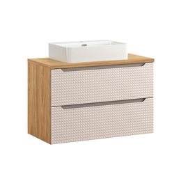 WASCHTISCH 90cm Mallory Beige und Holz
