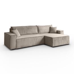 ECKSOFA Gepolstertes CARLO XL Cord mit Schlaffunktion und Bettkasten, Poso 02