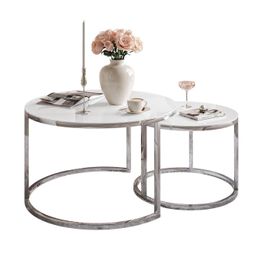 COUCHTISCH 2-in-1 CIRI GLASS CHROME mit Glasplatte