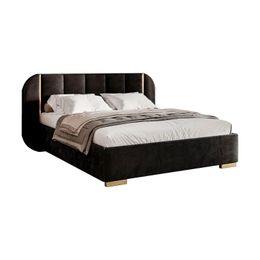 BETT AMARA GOLD 140x200 gepolstert mit Stauraum und Lattenrost, Royal Velvet 254