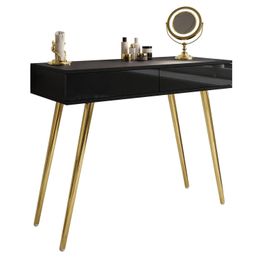 KONSOLE SIENNA GOLD mit Schubladen auf goldenen Beinen PUSH OPEN