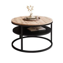COUCHTISCH CIRI SLIM mit Regal Eichenholz Wotan