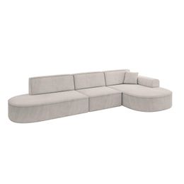 ECKSOFA Ottomane Rechts MARI-L2 - 328x171x79 cm Hellbraun Velours