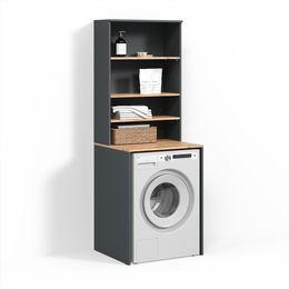 WASCHMASCHINENSCHRANK Paolina Anthrazit/Goldkraft Eiche 66 x 88.2 cm 2 Teile mit Regal