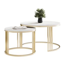 COUCHTISCH 2in1 LORI MAT geb&uuml;rstetes Gold, Geb&uuml;rstetes Gold / Marmor Levanto