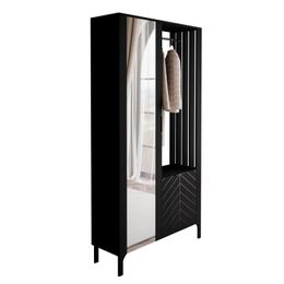 GARDEROBE LUMI mit Spiegel, Schwarz