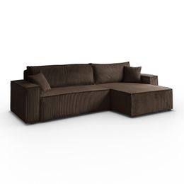 ECKSOFA Gepolstertes CARLO XL Cord mit Schlaffunktion und Bettkasten, Poso 06