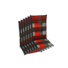 Sesselauflagenset 6-Teilig Grau/Rot