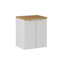 WASCHTISCHUNTERSCHRANK 50cm Riva Wei&szlig; und Holz