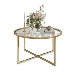 COUCHTISCH CIRI-X mit Glasplatte und goldener Basis