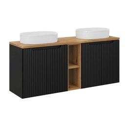 DOPPELWASCHTISCH 140.4cm Riva Schwarz und Holz