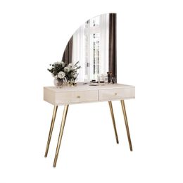 SCHMINKTISCH SIENNA-QS KASCHMIR mit LED-Spiegel Goldgriff