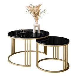 COUCHTISCH 2 in 1 LORI GOLD Hochglanz