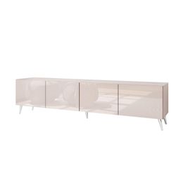 TV-SCHRANK COLGANTE 200 Kaschmir Hochglanz, ohne LED, Schr&auml;ge silberne F&uuml;&szlig;en