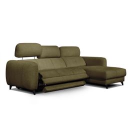 ECKSOFA SVEN 3-Sitzer, 1 Relax XL, verstellbare Kopfst&uuml;tzen, olivgr&uuml;n