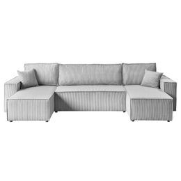 WOHNLANDSCHAFT Gepolstertes CARLO U Cord mit Schlaffunktion und Bettkasten, Poso 110