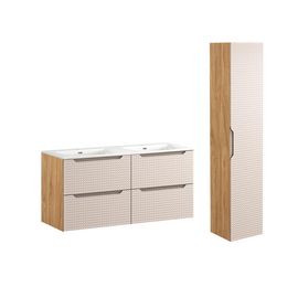 BADM&Ouml;BEL 121cm Mallory 2er-Set Beige und Holz