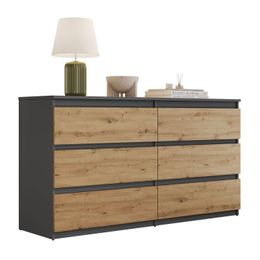 SIDEBOARD HANA M6 Artisan Eiche / Anthrazit 140cm