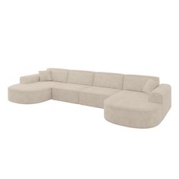 WOHNLANDSCHAFT MARI-U2 - 388x171x79 cm Beige Velours