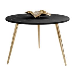 COUCHTISCH SOLEIL II aus Schwarz Marmor auf goldenen Beinen