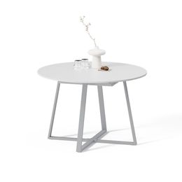 ESSTISCH Firenze Wei&szlig;/Grau 120 x 120 cm ausziehbar