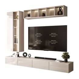 WOHNWAND CARMEN II, h&auml;ngend mit LED-Beleuchtung.