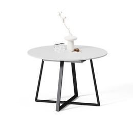 ESSTISCH Firenze Wei&szlig;/Schwarz 120 x 120 cm ausziehbar