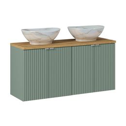 DOPPELWASCHTISCH 120cm Jade Gr&uuml;n und Holz