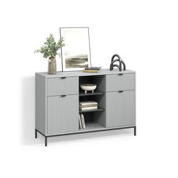 KOMMODE Aterno Grau 120 x 81.2 cm mit 2 Schubladen und 2 T&uuml;ren