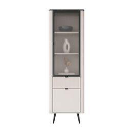 VITRINE schmal AUTUMN 1D1S1W mit Schublade, Kaschmir / Grauer Stein