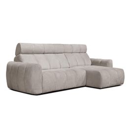 ECKSOFA KIMI 3-Sitzer, ausziehbarer Sitz, verstellbare Kopfst&uuml;tzen, beige