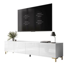 TV-LOWBOARD COLGANTE 200 cm auf Gold Kunststoffbeinen