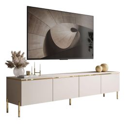 TV-LOWBOARD CELINE KASCHMIR 200 cm auf geraden goldenen Chrom-Beinen