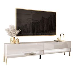 LOWBOARD TV-Schrank CALANTE 180 cm auf geraden goldenen Chrom-Beinen