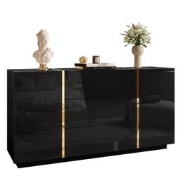 SIDEBOARD MIT SCHUBLADEN ONYX HOCHGLANZ 158 CM PUSH OPEN