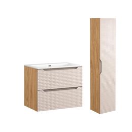 BADM&Ouml;BEL 71cm Mallory 2er-Set Beige und Holz