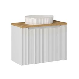 WASCHTISCH 80cm Riva Wei&szlig; und Holz