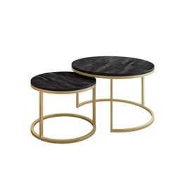 COUCHTISCH 2-in-1 CIRI dunkler Beton matt gold