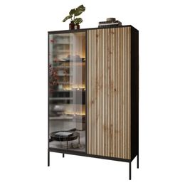 HOHE Vitrine ECLIPSE WTSZ104 mit Beleuchtung,Schwarz Eiche Wotan