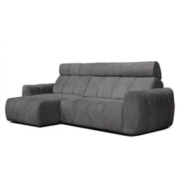 ECKSOFA KIMI 3-Sitzer, ausziehbarer Sitz, verstellbare Kopfst&uuml;tzen, dunkelgrau