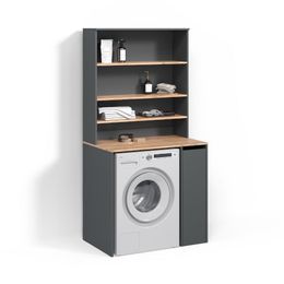 WASCHMASCHINENSCHRANK Paolina Anthrazit/Goldkraft Eiche 93.6 x 88.2 cm 2 Teile mit Schrank und Regal