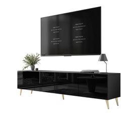 TV-ELEMENT AURA 200 Schwarz Hochglanz &ndash; Beinfarbe: Gold