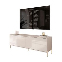 TV-SCHRANK SANAYI Kaschmir Hochglanz &ndash; gerade goldene Beine