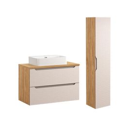 BADM&Ouml;BEL 90cm Mallory 2er-Set Beige und Holz