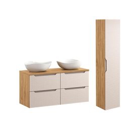 BADM&Ouml;BEL 120cm Mallory 2er-Set Beige und Holz