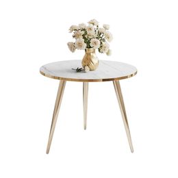 COUCHTISCH SOLEIL GOLD Wei&szlig; Marmor, 50cm