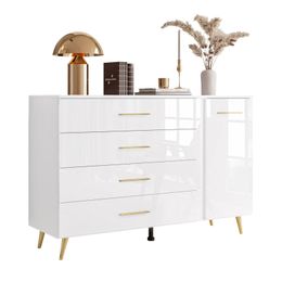 KOMMODE AURA II mit Griffen und LED-Beleuchtung Beinfarbe &ndash; Gold