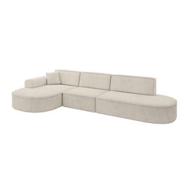 ECKSOFA Ottomane Links MARI-L2 - 328x171x79 cm Ecru Velours